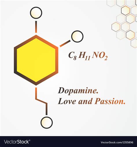 Dopamine Molecule Love And Passion Concept Vector Image