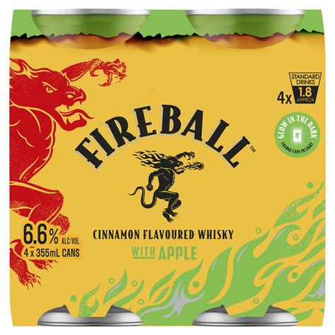 Fireball And Apple 66 Can 355ml 4 Pack