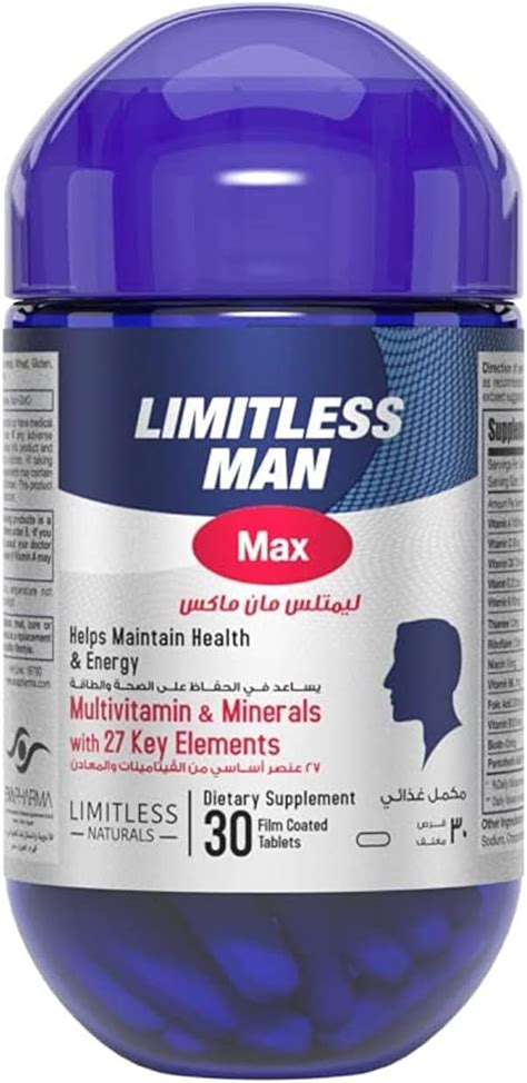 Limitless Naturals Man Max Multivitamin Dietary Supplement For Men 30