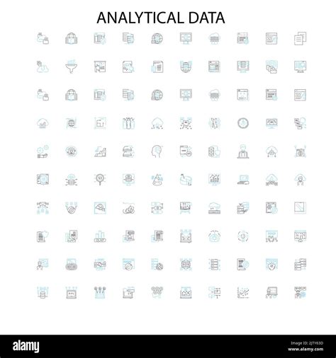 Analytical Data Icons Signs Outline Symbols Concept Linear Illustration Line Collection Stock