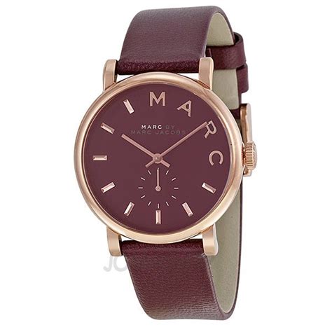 Marc By Marc Jacobs Baker Maroon Dial Moroon Leather Ladies Watch