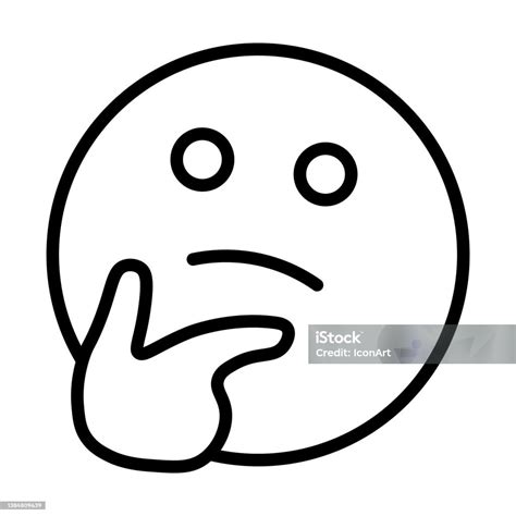 이모티콘 컬렉션에서 이모티콘 아이콘을 생각 흰색 배경에 격리 된 얇은 선형 사고 이모티콘 귀여운 문자 윤곽 아이콘 웹 및 모바일기호 이모티콘 기호를 생각하는 라인 벡터 0