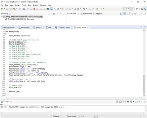 ccs msp430f5529 simple empty ti rtos example not running on ccs9 msp