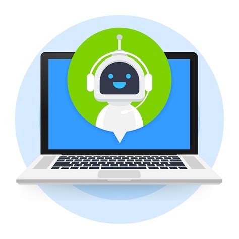 Premium Vector Chat Bot Using Laptop Computer Robot Virtual