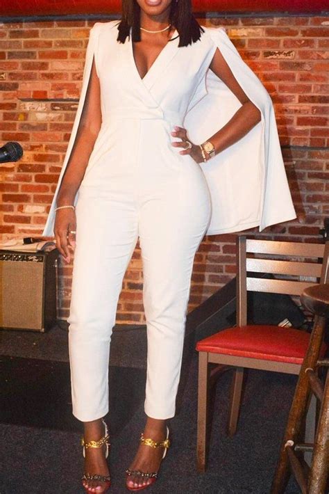 White Cape Jumpsuit White Party Outfit All White Party Outfits Chic