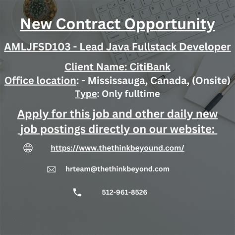 Thinkbeyond We Have An Urgent Opening For A Lead Java Fullstack Developer Available In