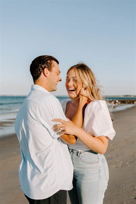 Outdoor And Coastal Beach Engagement Fun Couples Photos Ideas Cape Cod