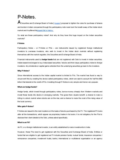 P Notes A Biggest Fall In History Pdf Securities Finance