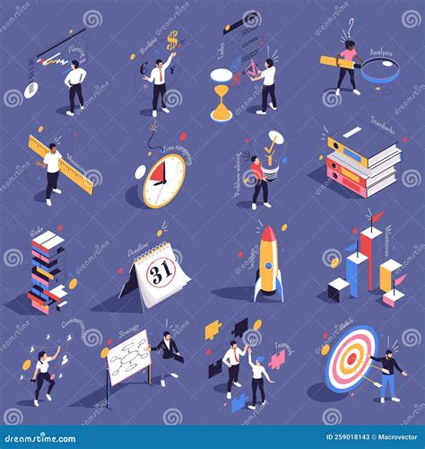 Project Management Isometric Set Stock Vector Illustration Of
