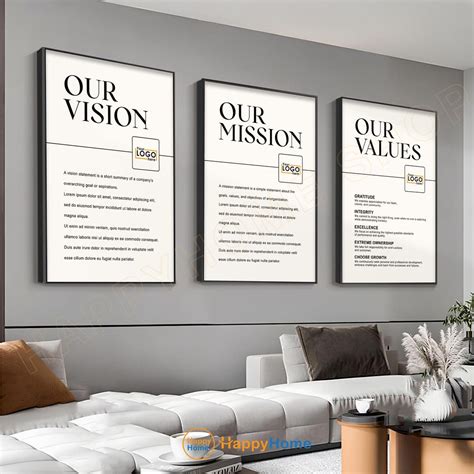 Personalized Business Statement Our Vision Our Mission Our Values Wall Art Entrepreneur Poster