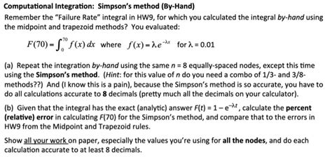 Solved Computational Integration Simpsons Method By Hand