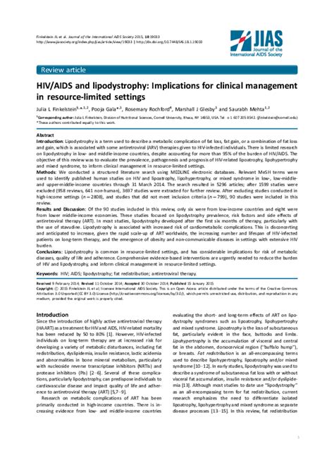 Pdf Hivaids And Lipodystrophy Implications For Clinical Management