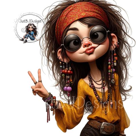 Hippie Girl Art Png And  Clipart For Commercial Use Digital Download