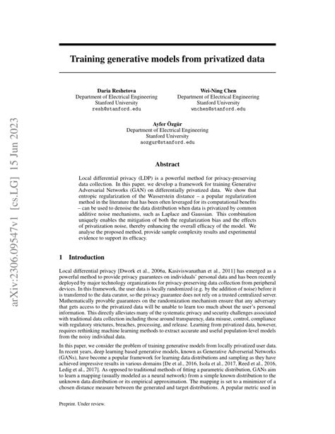 PDF Training Generative Models From Privatized Data