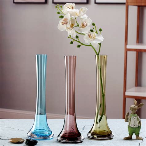 Modern Home Decor Smart Clear Tall Slim Single Flower Glass Vase High