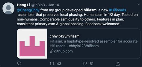 Hifi Assembler Series Part 1 Hifiasm A Fast Haplotype Resolved