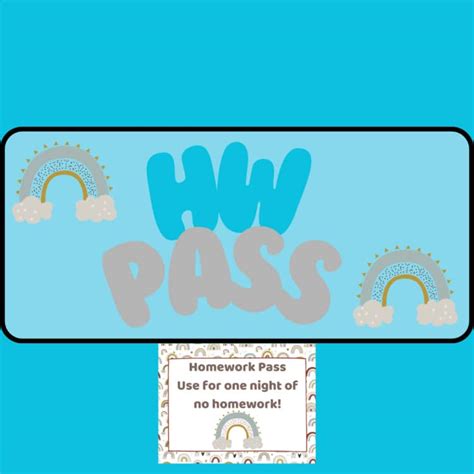 Homework Pass By Second Grade Shimmer Tpt