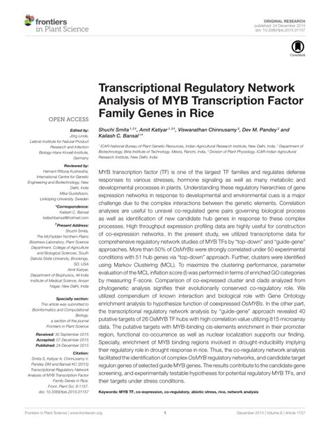 Pdf Transcriptional Regulatory Network Analysis Of Myb Transcription