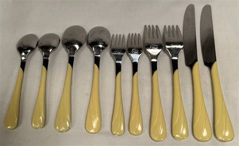 Two 5 Piece Place Settings Fiesta Yellow Swirl Flatware Fiestaware