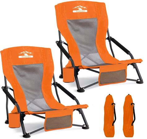 Tisetrail Low Profile Beach Chairs Set Of 2 With Cup