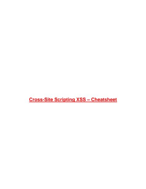 Solution Cross Site Scripting Xss Cheatsheet Studypool