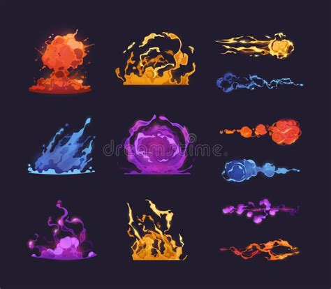 Power Blast And Explosion Cartoon Colorful Game Laser Beam And Plasma