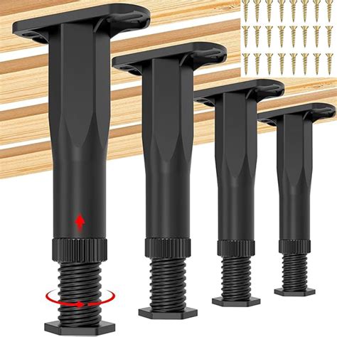 4 Pcs Adjustable Bed Legs Bed Frame Center Support Adjustable Height Support Retainer Bed Riser