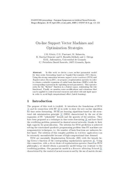 Pdf On Line Support Vector Machines And Optimization Strategies