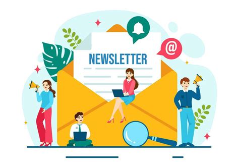 Email Newsletter Vector Illustration With Envelope Electronic Mail
