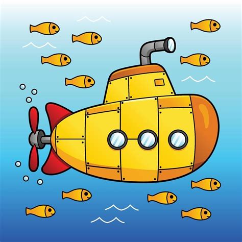 Submarine Cartoon Colored Vehicle Illustration