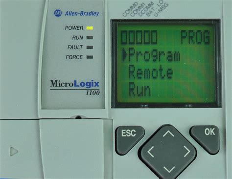 Micrologix 1100 Lcd Mode Switch Menu Program Selected In Program The