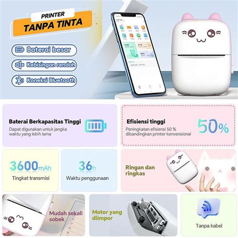 Jual Gratis Kertas Cetakc9 Mini Thermal Printer Smart Wireless
