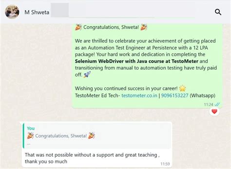 Congratulations Automationengineer Persistence 12lpa Careersuccess Seleniumwebdriver Java