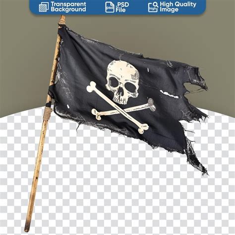 Premium Psd Capturing A Pirate Flag With Skull And Bones Dancing On