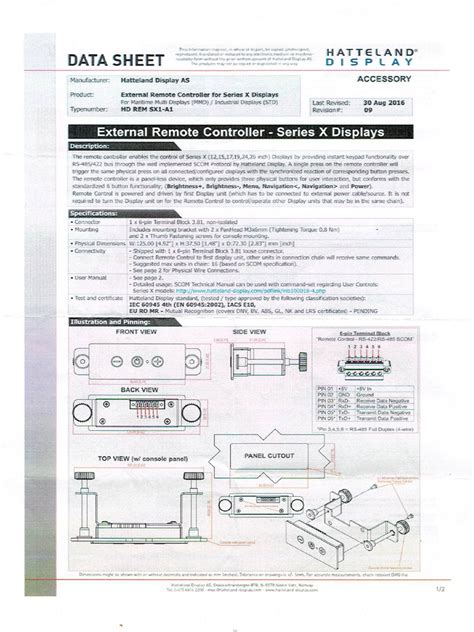 Hatteland Display Screens Data Sheets Pdf