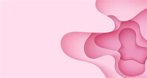 종이는 파도와 구멍으로 배경을 잘라 매끄러운 물결 모양의 레이어가 있는 핑크 3d 추상적인 배경 여성의 유방암 개념 장미 색상의 수평 포스터 템플릿 여성 벡터 카드