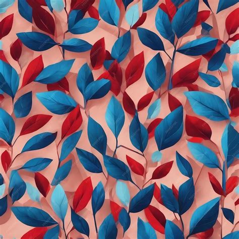 A Pattern Of The Leaves In The Form Of A Tree With A Red And Blue