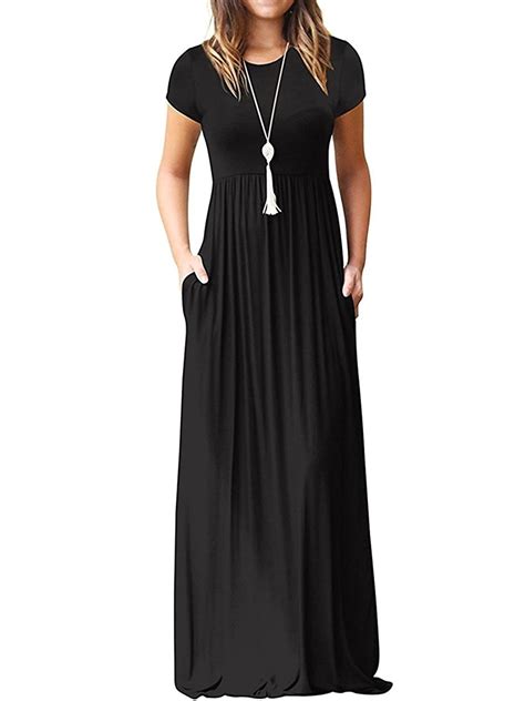 Chiclily Womens Maxi Dresses Short Sleeve Long Casual Dresses Loose