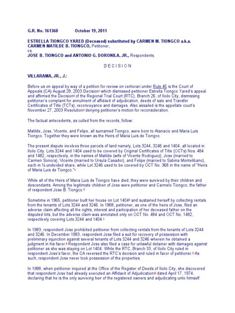 Estrella Tiongco Yared Deceased Substituted By Carmen M Tiongco A K A Carmen Matilde B