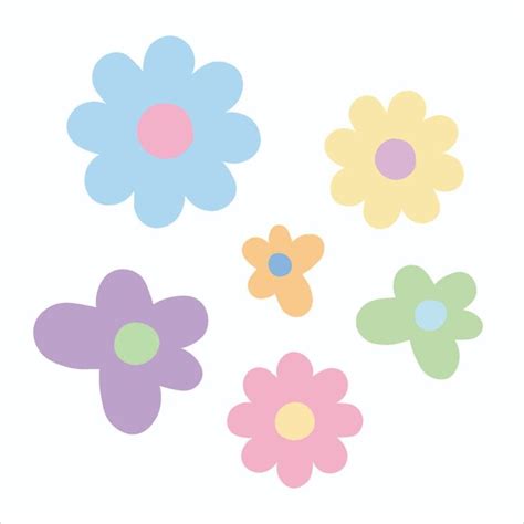 Cartoon Flowers Sticker Pack Aesthetic Cartoon Flowers Pastel Smiley