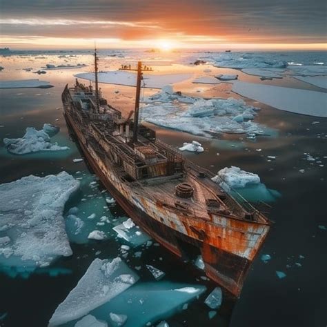 Free Arctic Shipwreck Sunset Image Ship Sunset Ice Download At