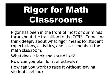 Ppt Rigor For Math Classrooms Powerpoint Presentation Free Download