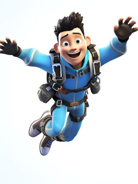 Premium Ai Image 3d Pixar Character Potraits Of Sky Diving