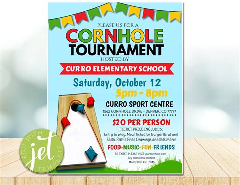 Editable Cornhole Tournament Flyer Digital Download Printable