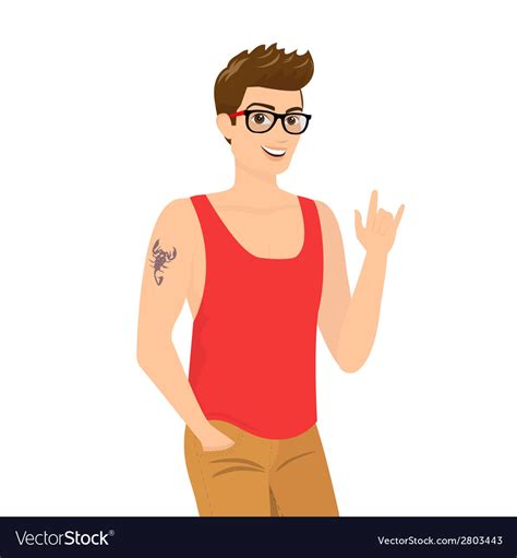 Handsome Guy Wearing Glasses Close Up Royalty Free Vector