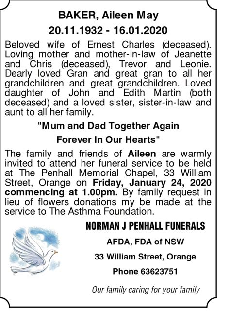 Baker Aileen May Tributes Central Western Daily Central Western Daily Orange Nsw