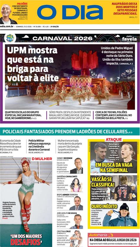 As Manchetes Dos Jornais Pelo Brasil Neste Domingo 15 De Fevereiro 2026