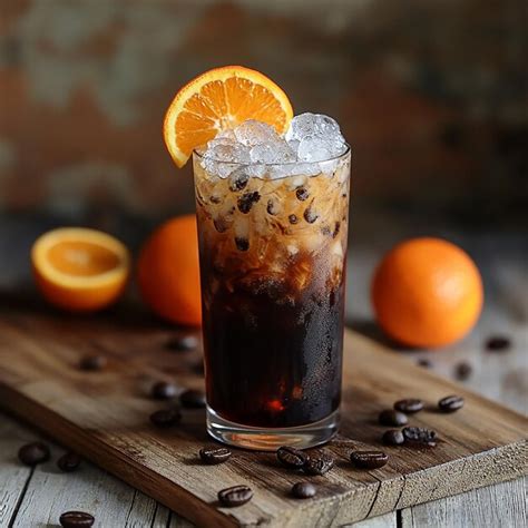 Ice Black Orange Coffee Cocktail On Wood Table Premium Ai Generated Image