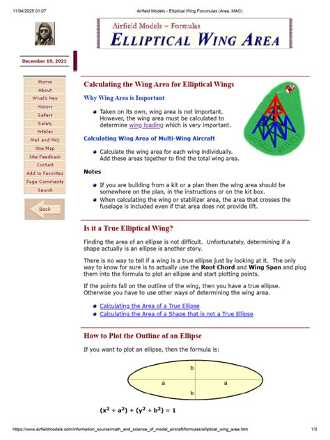 Airfield Models Elliptical Wing Forumulas Area Mac Pdf Area