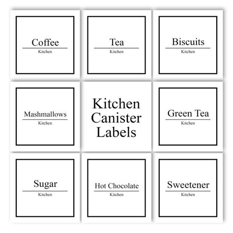 Kitchen Canister Label Bundle Tea Coffee Sugar Canisters Kitchen